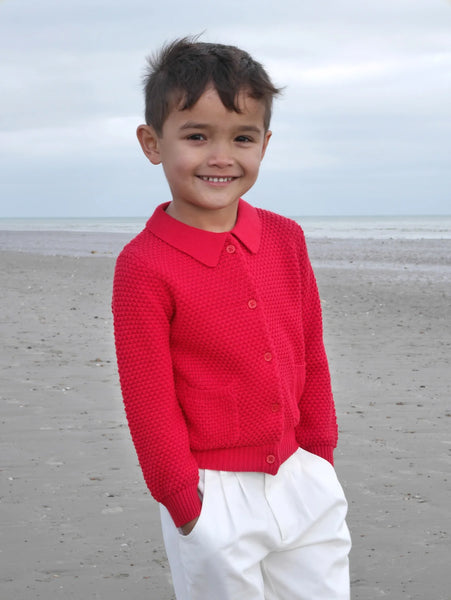 Rachel Riley London - Red Moss Stitch Cardigan for Boys Fall – Dottie ...